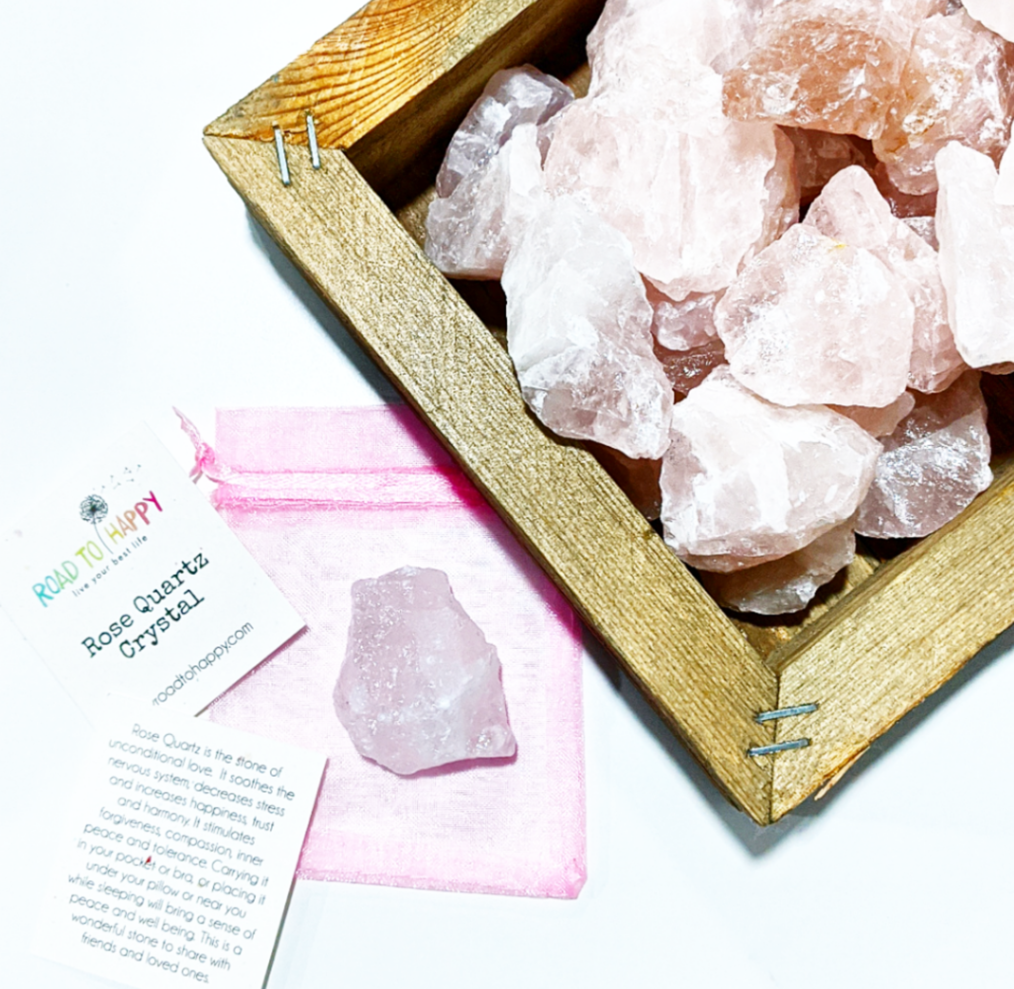 Raw rose quartz stone store